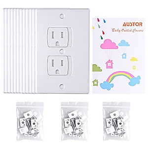 AUSTOR 12 Pack Baby Safety Electric Outlet Covers Baby Safety Self Closing Wall Socket Plugs Plate Alternate for Child Proofing