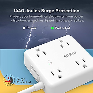 Flat Plug Power Strip - TROND 5ft Ultra Thin Extension Cord with 6 Widely Outlets and 3 USB Ports(1 USB C) + TROND Ultra Thin Flat Extension Cord 5ft with 3 USB Ports, 4 Widely-Spaced Outlets