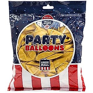 Amerimall Party Balloon, 12 Inches Solid Metallic Color, 100% Biodegradable Latex Balloons, 50-Pack, Gold