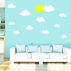 Sun and Clouds Wall Decals Wall Stickers Peel White Clouds Sky Wall Decals Easy to Apply and Removable Baby Nursery Room Wall Decor