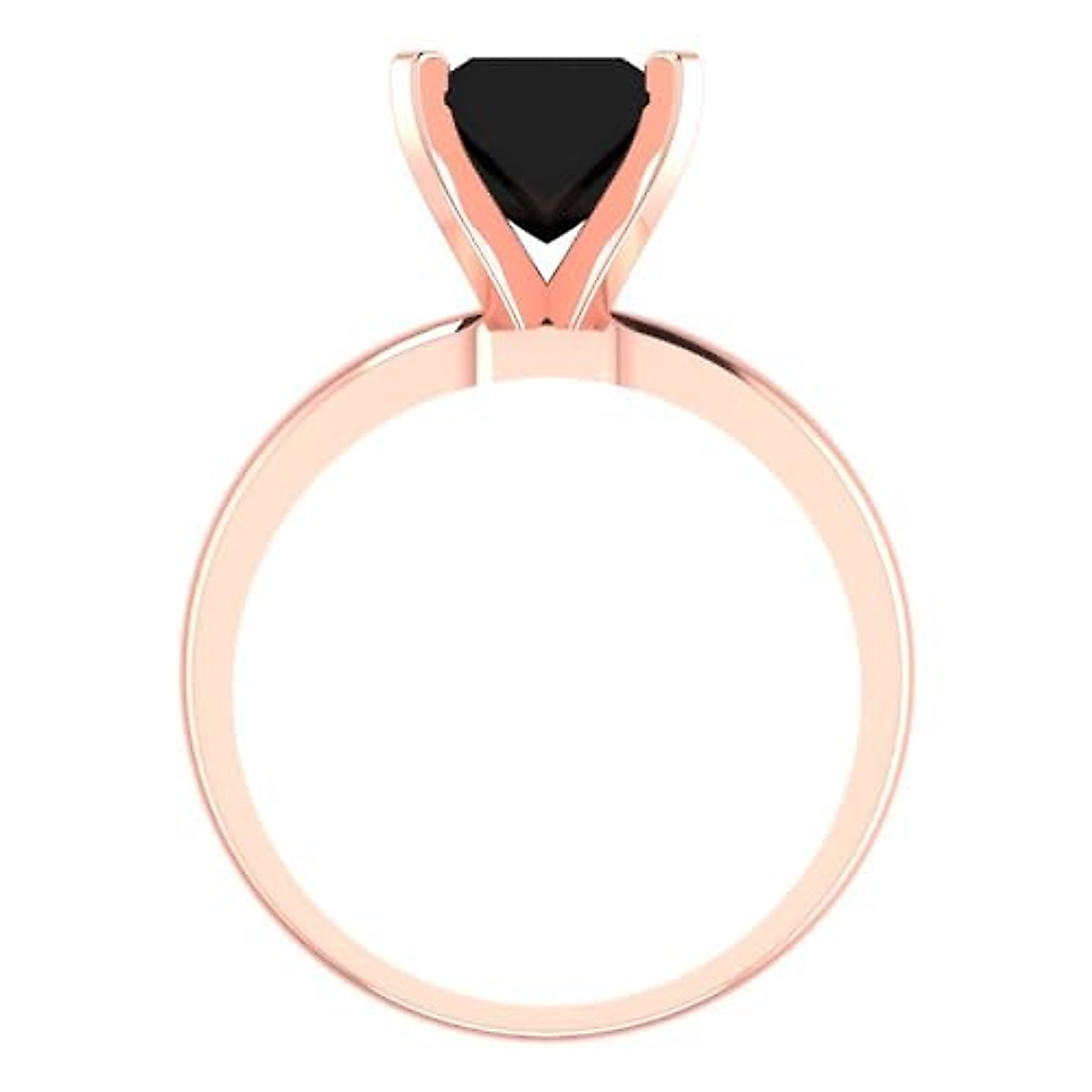 2.0 ct Princess Cut Solitaire Natural Black Onyx Engagement Wedding Bridal Promise Anniversary Ring 18K Rose Gold Size 3.5