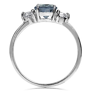 Silvershake Created Color Change Alexandrite White Gold Plated 925 Sterling Silver Engagement Ring June Gemstone Birthstone Size 8.5