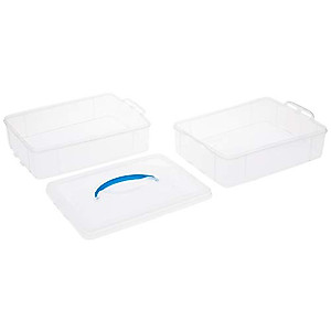 Snapware Snap 'N Stack Portable Storage Bin for Tools and Craft, 14.1 x 10.5-Inch Clear BPA-Free Container, Tool Box with Stackable Trays, Microwave, Freezer and Dishwasher Safe