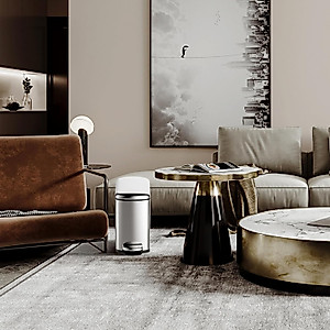 GAOMON 6L Pedal Trash Bin, Stainless Steel Waste Bin with Lid and Inner Bin, Pedal Waste Bin with Automatic Lowering and Soft Closing, Recycling Bin for Kitchen, Bathroom or Office