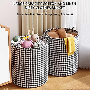 Laundry Basket with Handles,Blanket Basket Storage with Houndstooth,Foldable Fabric Bedroom Hamper,Dirty Clothes Hamper for Living Room,Baby Room (A)