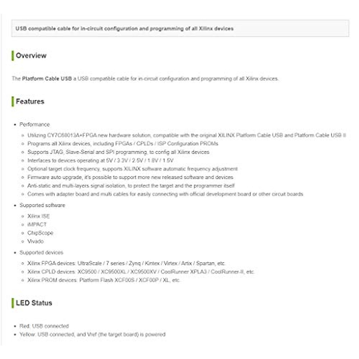 Waveshare XILINX JTAG Download Debugger Compatible XILINX Platform Cable USB FPGA CPLD in-Circuit Debugger Programmer