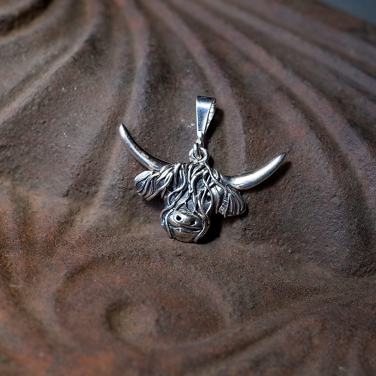 The Magic Zoo Sterling Silver Highland Cow Pendant