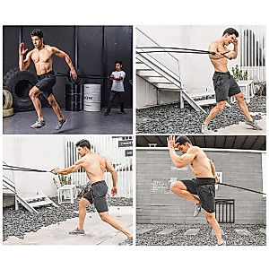 YNXing Dynamic Resistance Trainer Acceleration Speed Cord for Resistance Training to Improve Strength, Power, and Agility 5m/2m Elastic Cord Set (5m Set)