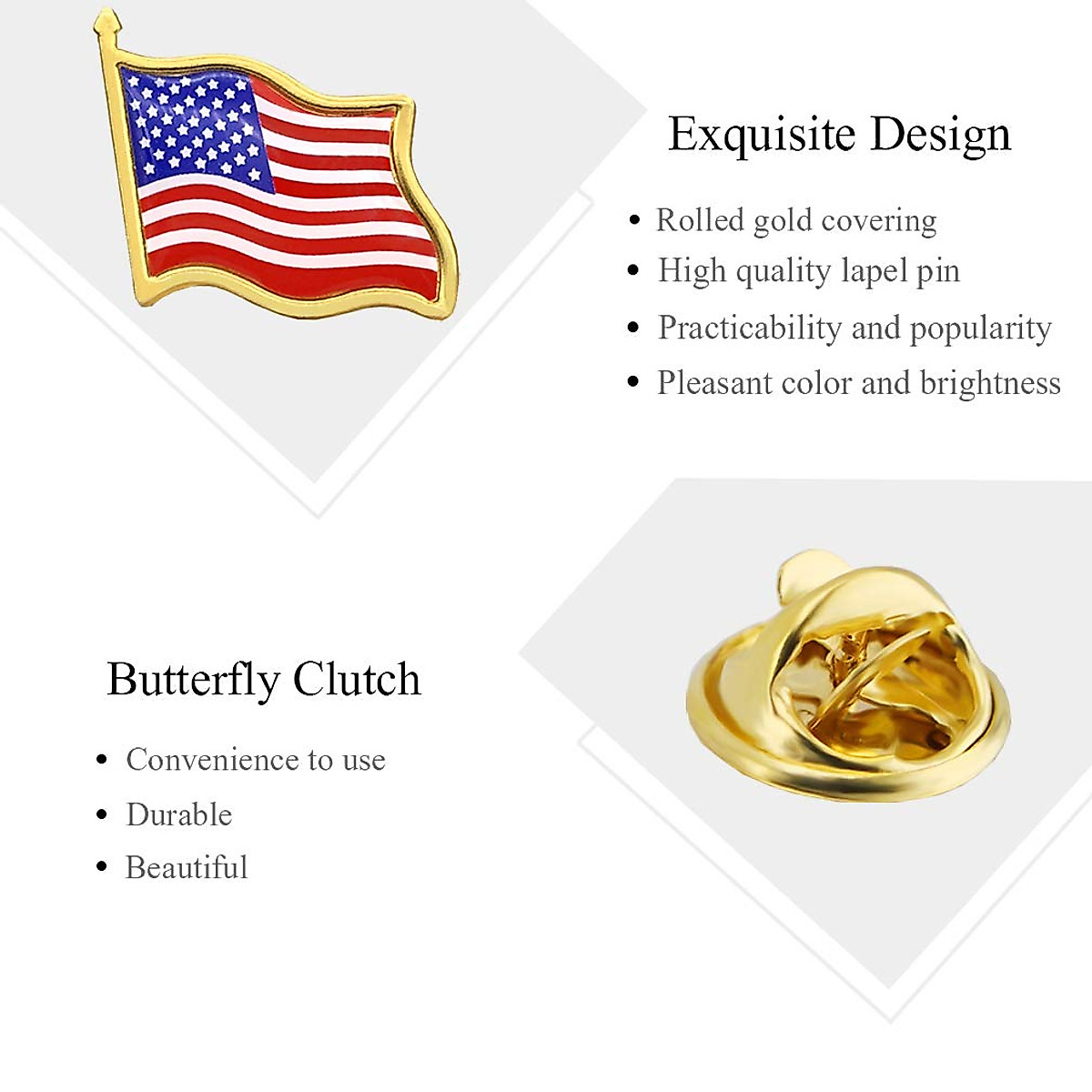 50 PCS American Flag Lapel Pins -50 USA Waving Flag Pins United States US Badge Pins brooch for patriotic display -50 pack