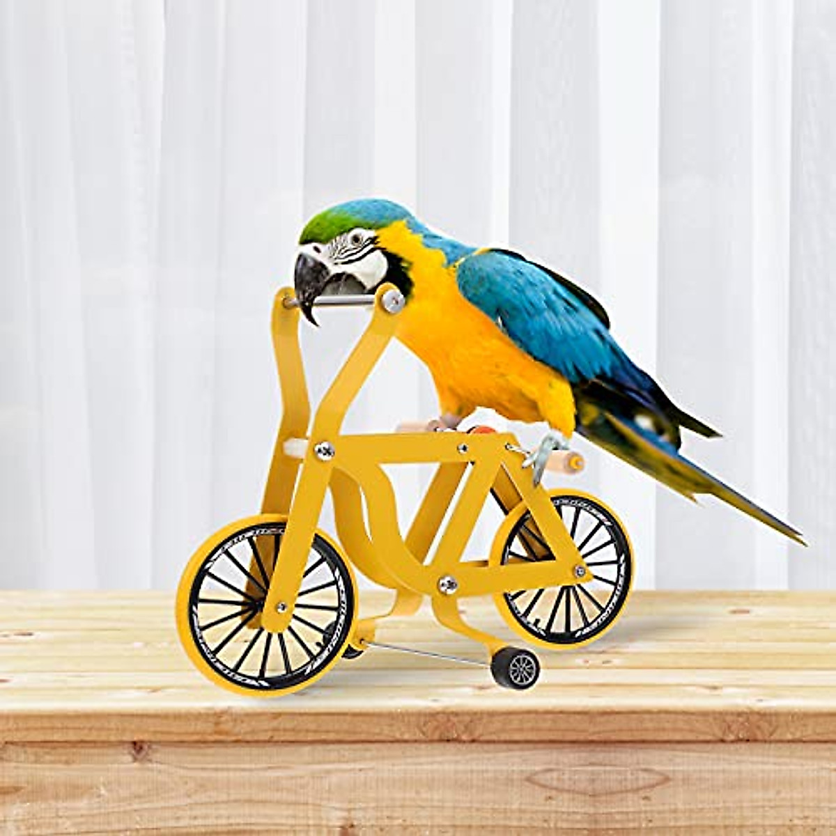 balacoo Bird Toys Parrot Training Playthings Mini Bicycle Bike Funny Bird Intelligence Toy Supplies for Parakeet Macaws Conures Yellow 15. 5x10x12. 5cm Conure Toys