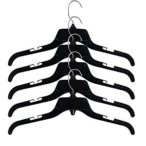 Hangon Recycled Plastic with Notches Shirt Hangers, 17 Inch, Black, 25 Pack