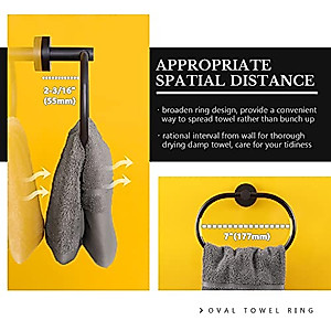 Matte Black Towel Ring, APLusee Stainless Steel Swivel Hand Towel Holder, Modern Kitchen Bathroom Accessories Home Drying Storage Rail Space Saver