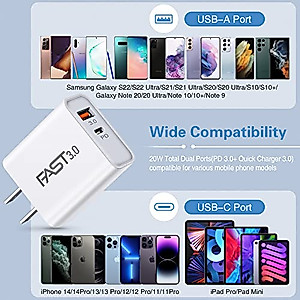 20W USB C Wall Charger Block 5 Pack Boxeroo Dual Port PD Fast Type C Charging Block USB C Adapter Plug for iPhone 14 13 12 11 Pro Max Mini XS XR X 8, Google Pixel 6 5, Samsung Galaxy (White)