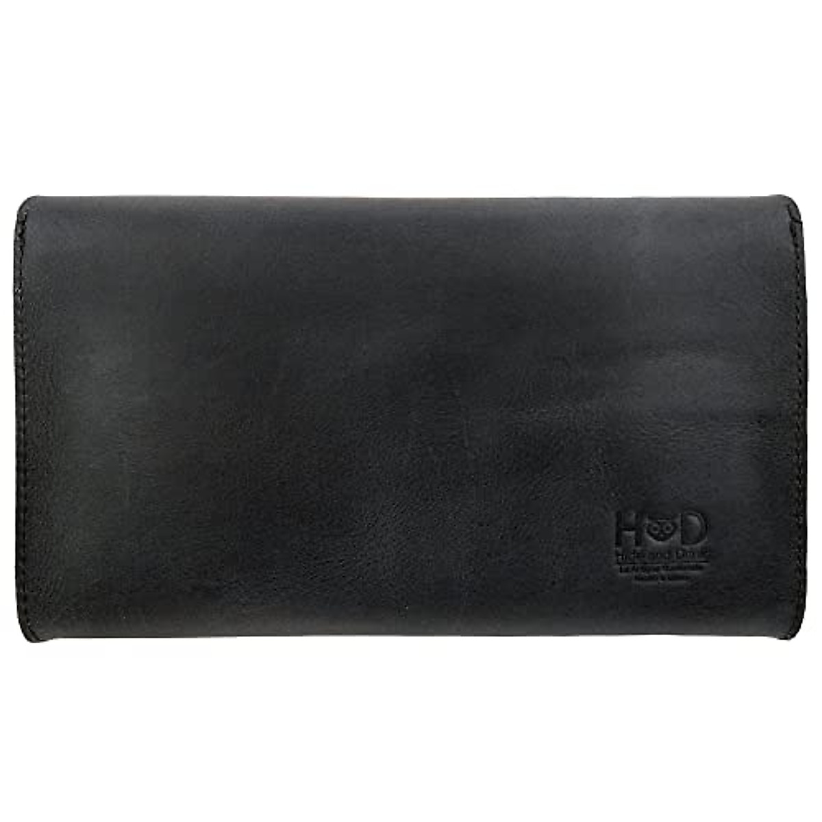 Hide & Drink, Clutch Bag With Handle Handmade from Full Grain Leather - Wallet for Cards, Money, Stylish Handbag, Pocketbook, Great for Travel :: Charcoal Black