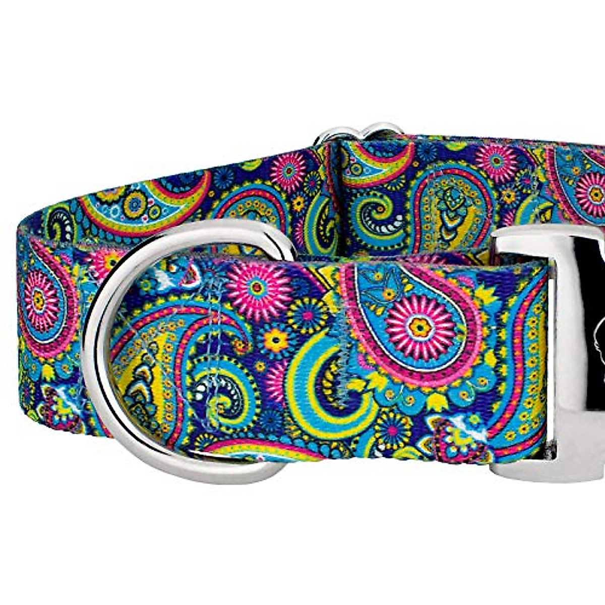 Country Brook Petz - 1 1/2 Inch Premium Bright Paisley Dog Collar, Large