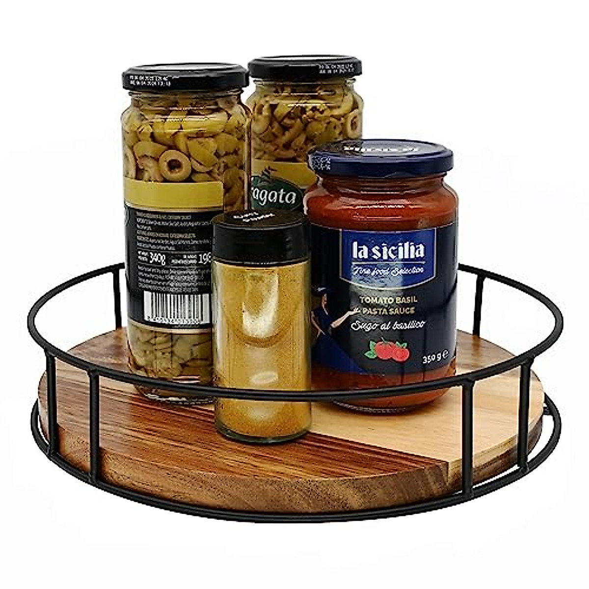 EPOEYK Wooden Turntable Organizer 9.4" Lazy Susan for Table Countertop Cabinet Pantry Kitchen Tidy and Organized Acacia Wood