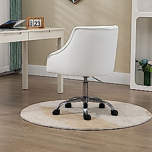 Velvet Office Task Desk Chair for Girls, Modern Vanity Chair for Home Office, Make Up, Bed Room, 360°Swivel Height Adjustable Reception Chair, White