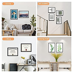 upsimples 8.5x11 Picture Frame Certificate Document Frame with High Definition Glass ,5 Pack Diploma Frames for Wall and Tabletop,Black