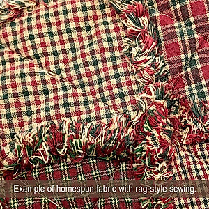 Cranberry Christmas 3 Cotton Homespun Plaid Fabric by JCS - Sold by The Yard
