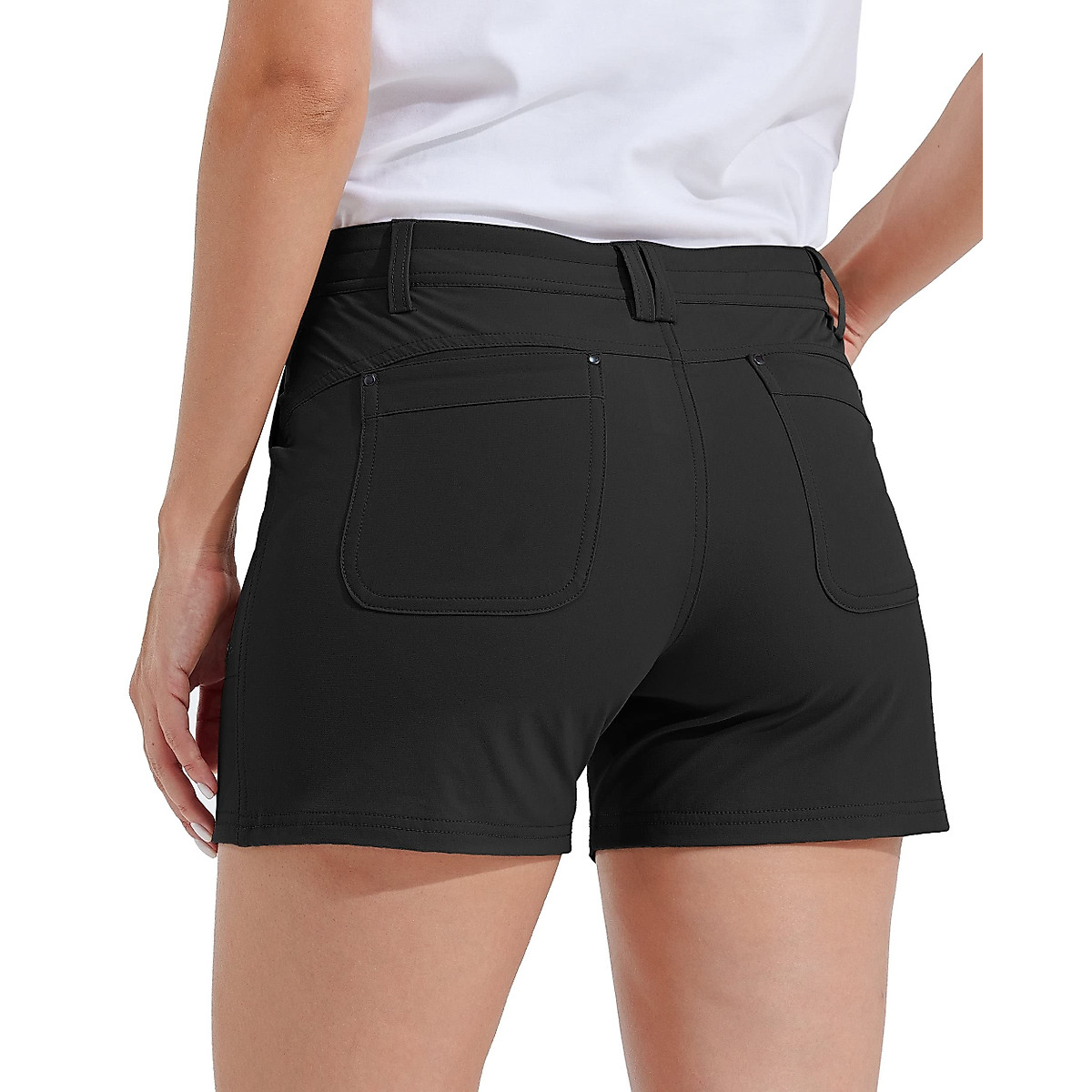 Willit Women's Golf Hiking Shorts Quick Dry Athletic Casual Summer Shorts with Pockets 4.5 in Black 14