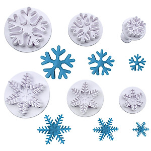 Tongker 6PCS Snowflake Cookie Cutters With Plunger Stamps Embossing Tools for Cake Cupcake Decorating