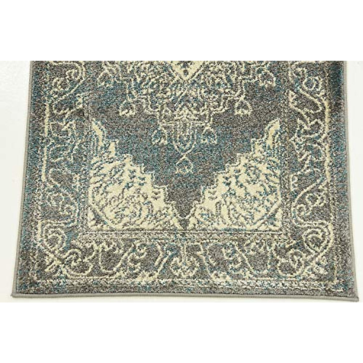 Unique Loom Aurora Collection Over-Dyed, Abstract, Botanical Southwestern, Transitional Area Rug, 2 ft x 3 ft, Gray/Ivory