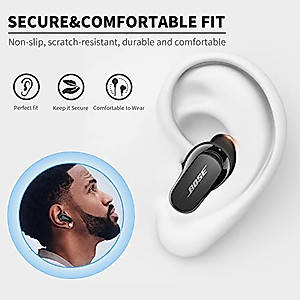 [5 Pairs] Ear Tips Covers for Bose QuietComfort Earbuds II, WOFRO Anti Slip Silicone Sport Wingtip Anti Scratches Accessories Compatiable with New Bose QC Earbuds 2 (5-Black)