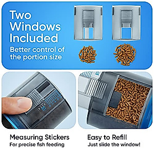 FISHNOSH Automatic Fish Feeder for Aquarium - New Generation 2023, Auto Food Dispenser with Timer for Small Tank, Big Aquariums & Pond - Battery-Operated Feeders for Goldfish, Koi, & More on Weekend