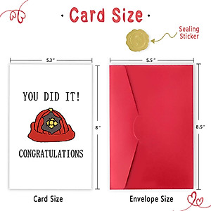 Londue Firefighter Graduation Congratulations Card, You did it congratulations, Unique College Congrats Graduation Card for Fire Academy Classmate Student