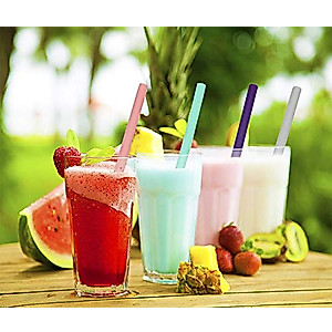 Senneny Set of 6 Silicone Drinking Straws for 30oz and 20oz - Reusable Silicone Straws BPA Free Extra Long with Cleaning Brushes- 6 Straight- 8mm diameter