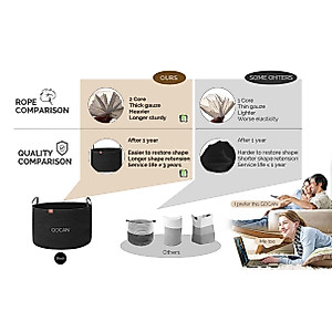 GOCAN Extra Large Storage Laundry Basket 22" X 22"X 14" Cotton Rope Woven Basket for Blanket Basket with Handles for Living Room Toys Storage XXXL (Pure Blk)