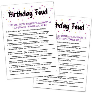 Adult Birthday Party Game, Birthday Feud Birthday Game Cards, Adult Birthday Party Game, Fun Novelty Cards for Birthday, Birthday Party Supplies Game Idea, 5 * 7 inches