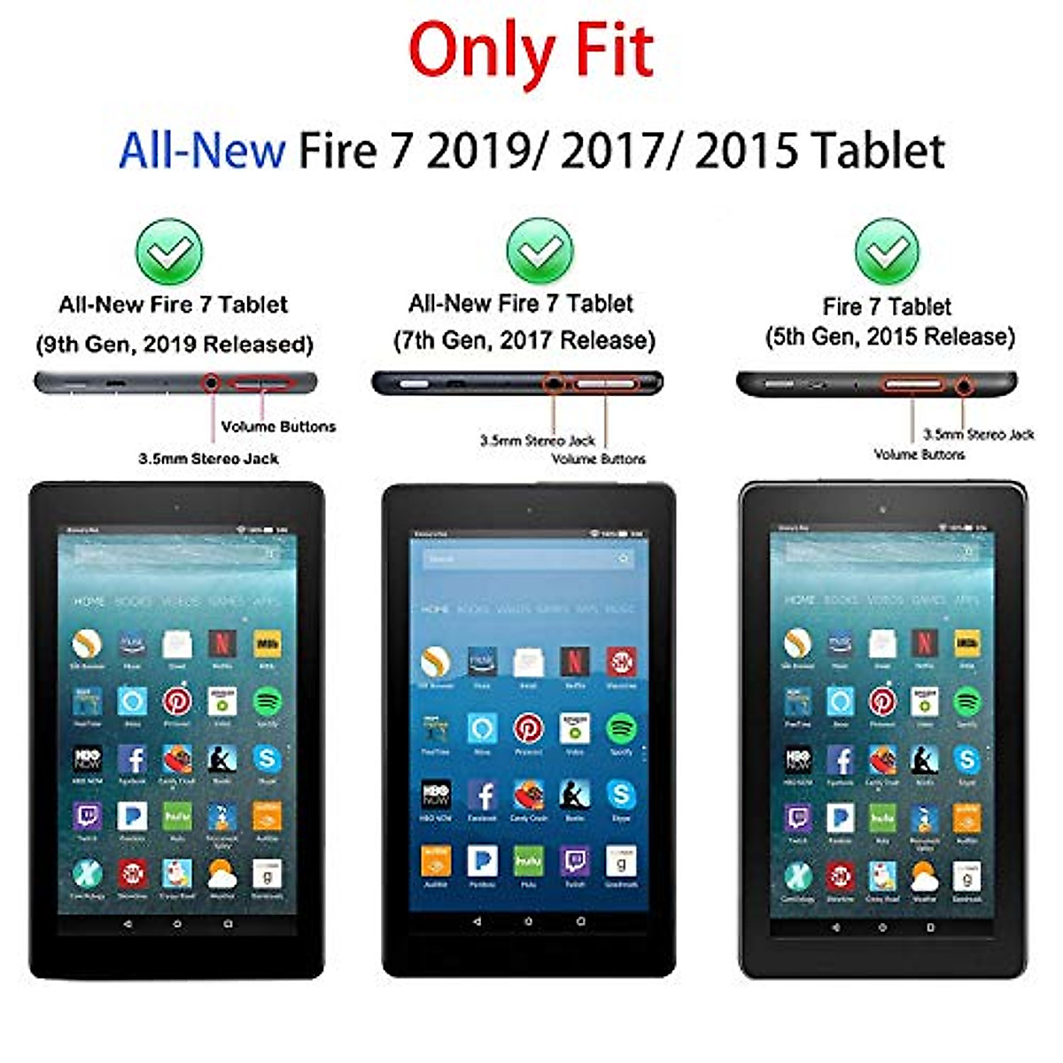 Fire 7 Tablet Case for Kids,Not Compatible with 2022 New, OQDDQO Extra Thick Protective Layer Double-Layer Shockproof in Four Corners Compatible with 9/7/5th Generation 2019/2017/2015 Release (Blue)