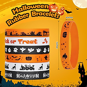 Halloween Rubber Bracelets 30 PCS Bulk Halloween Party Favors Supplies Silicone Wristbands for Halloween Gifts Toys Goodie Bag Fillers Stuff Classroom Prizes for Kids Teens Girls Boys