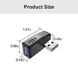 Oxsubor USB 3.0 Adapter 90 Degree Male to Female Coupler Connector Plug Left Angle and Right Angle