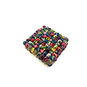 Handmade Trivet, Felt Ball Trivet, Potholders, Trivets, 100% Wool, Felt, Hot Pot Holders (Set of 2) Hot Pads, Flexible, Durable, Heat Resistant Mat, Mats, Square Trivet (Greenish Tie Dye, Square)