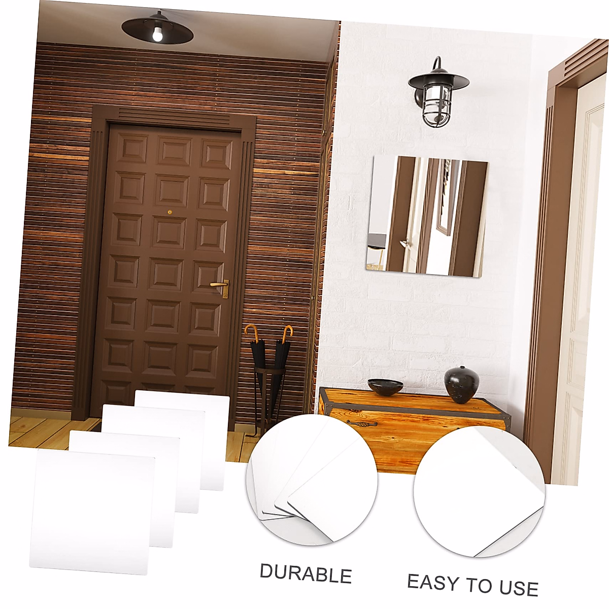 Holibanna Full Body Mirror 4pcs Acrylic Tile Decals Lasting Acrylic Sticker Reflective Sticker Specular Wall Sticker Round Mirror Acrylic Mirror Wall Sticker 15c Tile Stickers