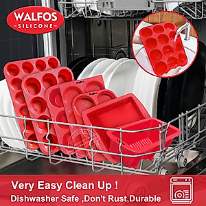Walfos Silicone Texas Muffin Pan Set- 6 Cup Jumbo Silicone Cupcake Pan, Non-Stick Silicone, Just PoP Out! Perfect for Egg Muffin, Big Cupcake - BPA Free and Dishwasher Safe, Set of 2