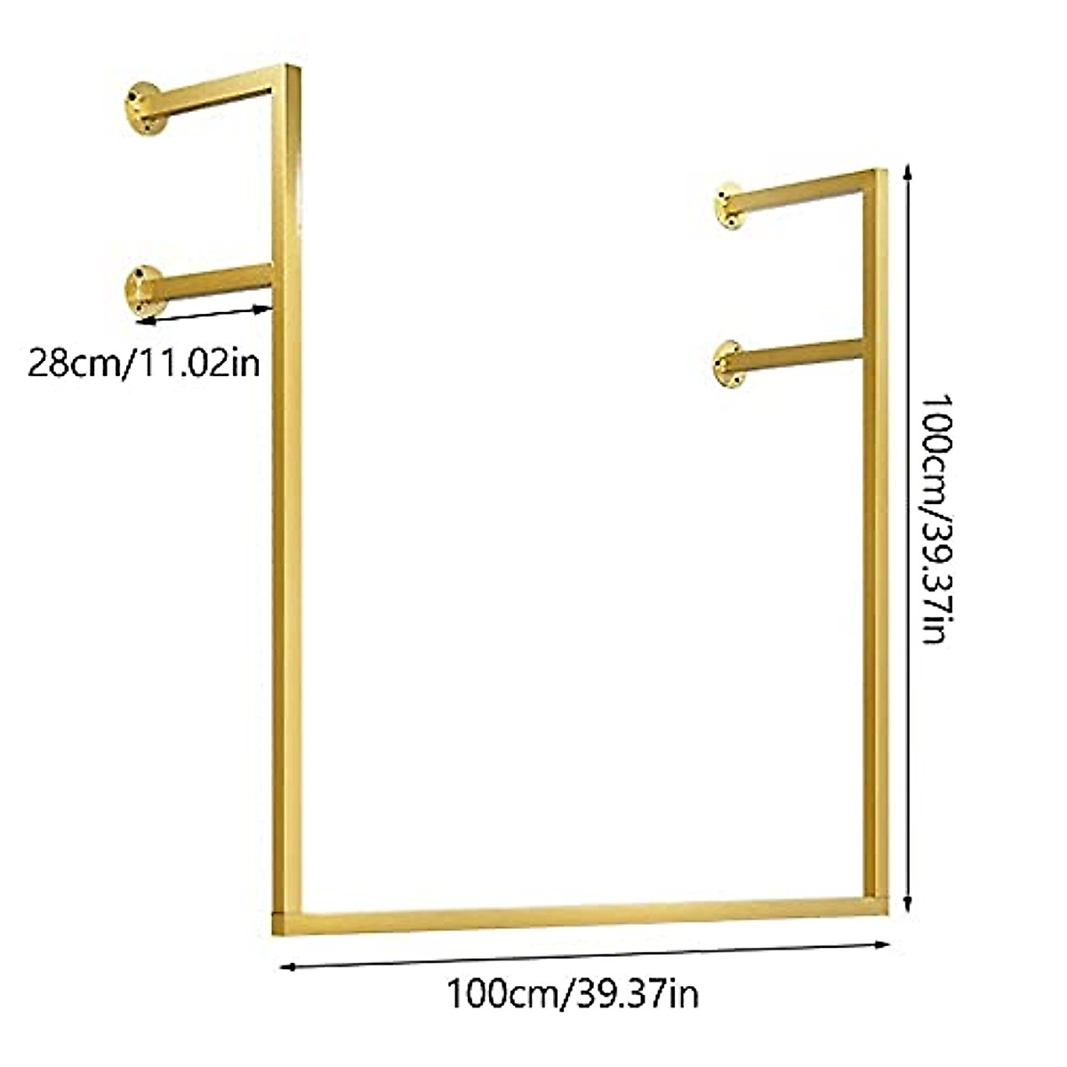 TBVECHI Simple Houseware Commercial Grade Clothing Garment Rack, Heavy Duty Detachable Wall Mounted Gold Garment Bar, F-Shaped Shelf Wedding Dress Organization