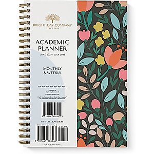 Academic Planner Yearly Monthly Weekly Daily Large Calendar Organizer by Bright Day Spiral Bound Dated Agenda Flexible Cover Notebook, June 2022 - July 2023, 11 x 8.75, Black Floral