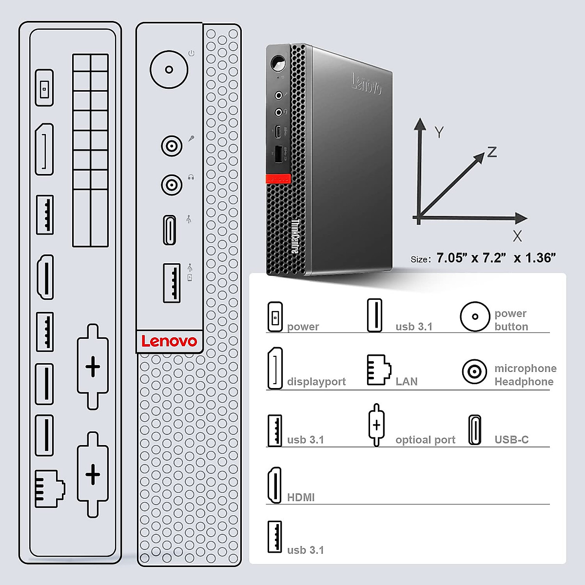 Lenovo ThinkCentre M920q Tiny Desktop Intel i5-8500T Up to 3.50GHz 16GB RAM New 1TB NVMe SSD Built-in AX210 Wi-Fi 6E BT HDMI Dual Monitor Support Wireless Keyboard and Mouse Win11 Pro (Renewed)