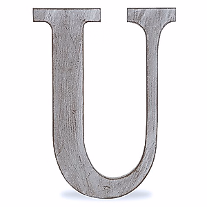 The Lucky Clover Trading U Wood Block, 24" L, Charcoal Grey Wall Letter, Gray