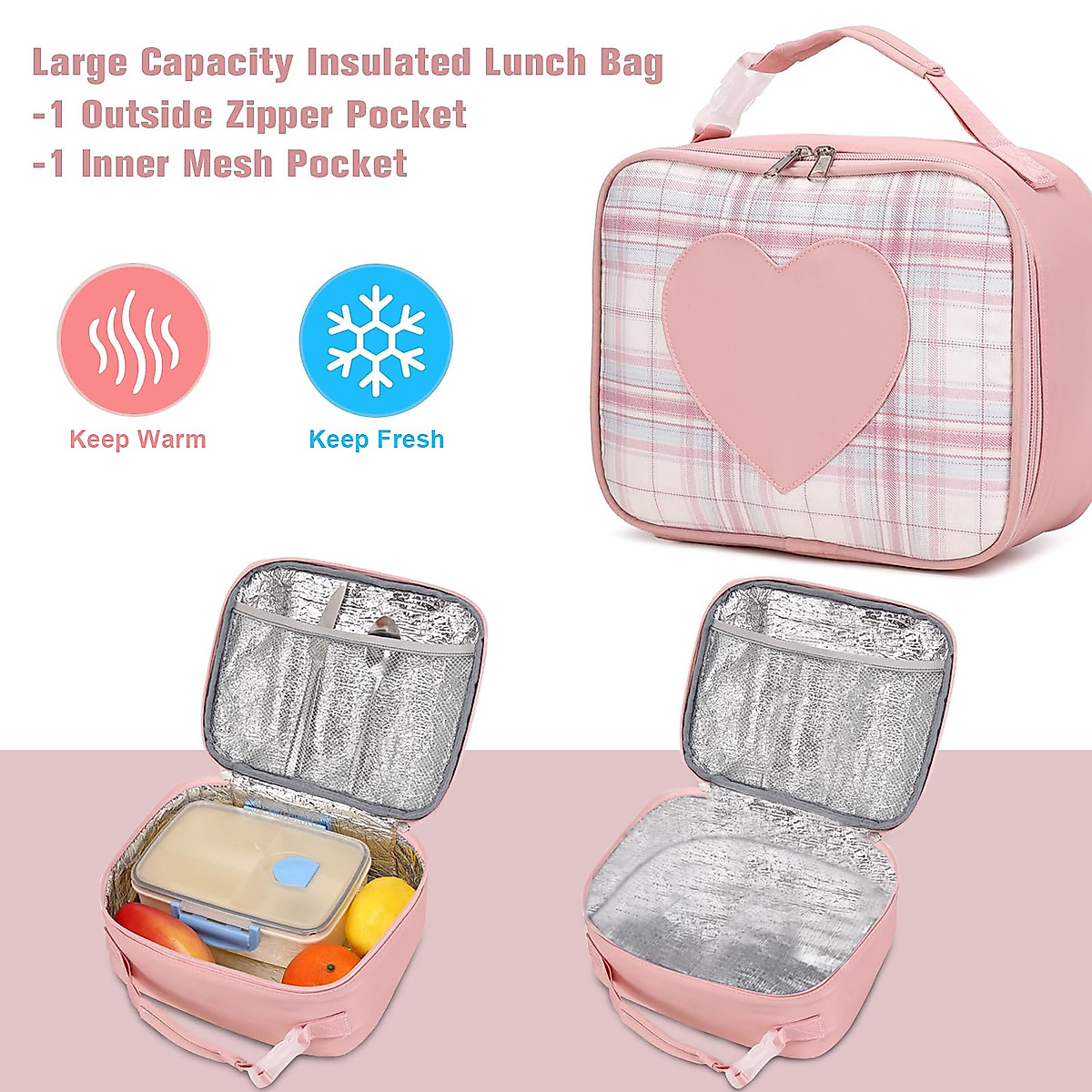 ACESAK Backpack for Girls - Bookbag Backpacks Schoolbag for Girls Kids Teen Women Casual Travel Daypacks - School Bag Elementary Middle School College Cute Backpack with Lunch Box (Pink)