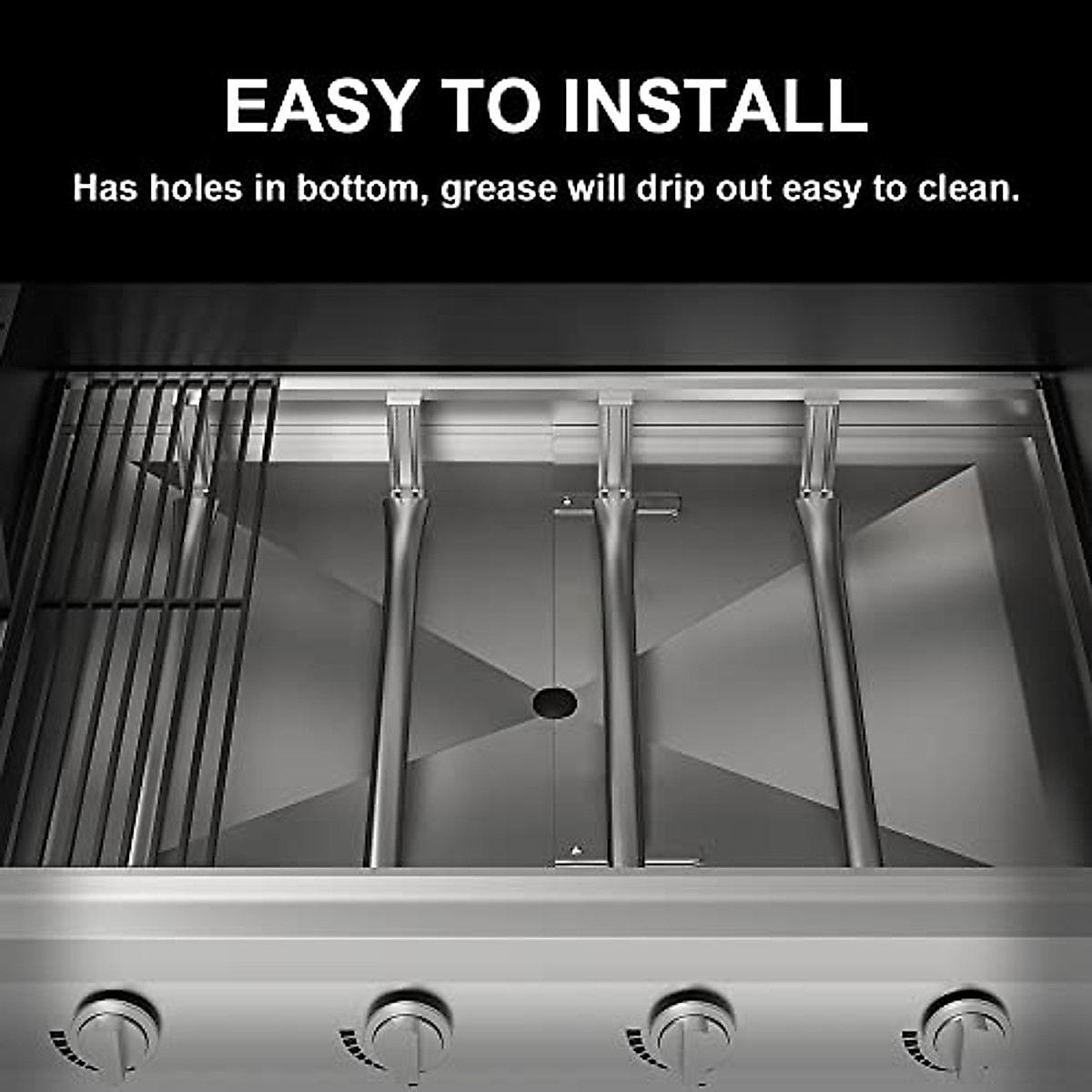 AJinTeby Grill Drip Pans Adjustable Grease Tray Set Fit for Nexgrill, DynaGlo, Uniflame, BHG, Backyard, Kenmore and Other Grills -Professional Parts (26")