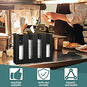 Cup Lid Organizer Acrylic Sauce Cup Dispenser 4 Compartments Countertop or Wall Mountplastic Sauce Cups and Lids Organizer Storage Holder Restaurant Supplies for Party Kitchen (Black)