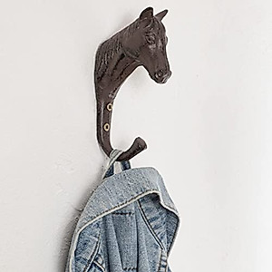 Kassbest Retro Creative Wall Hooks Horse Head Shape Cast Iron Coat Hooks Coat Hooks Hat Hooks Coat Hooks Wall Mounted Door Hooks Decor Hooks 2 Pack