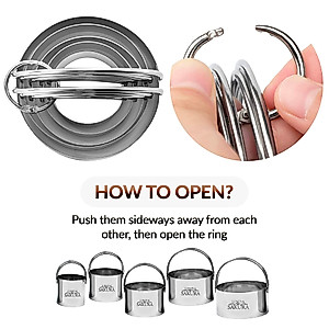 Linda Sakura LINDA SAKURA Biscuit Cutter Set (5 PiecesSet), Round Cookie Cutters with Handle, Professional Baking Dough Tools, Silver