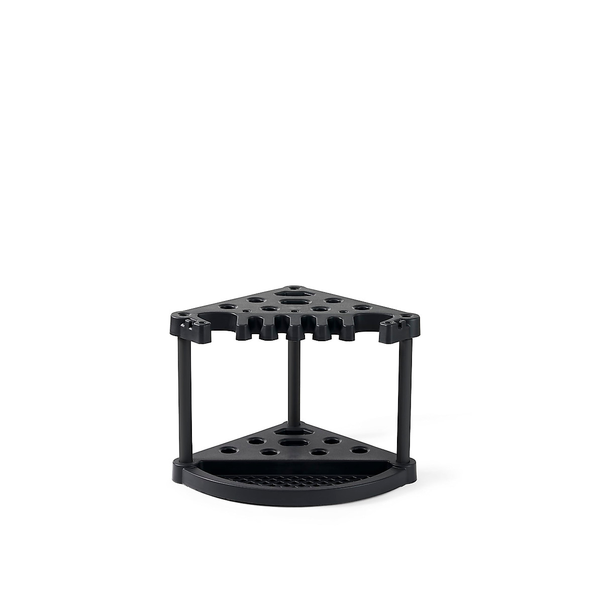 Keter Compact Corner Tool Rack for Maximum Storage and Organization - Easy to Assemble and Organize 25 Long-Handled Garden Tools, Rakes, Brooms, Shovels and Accessories