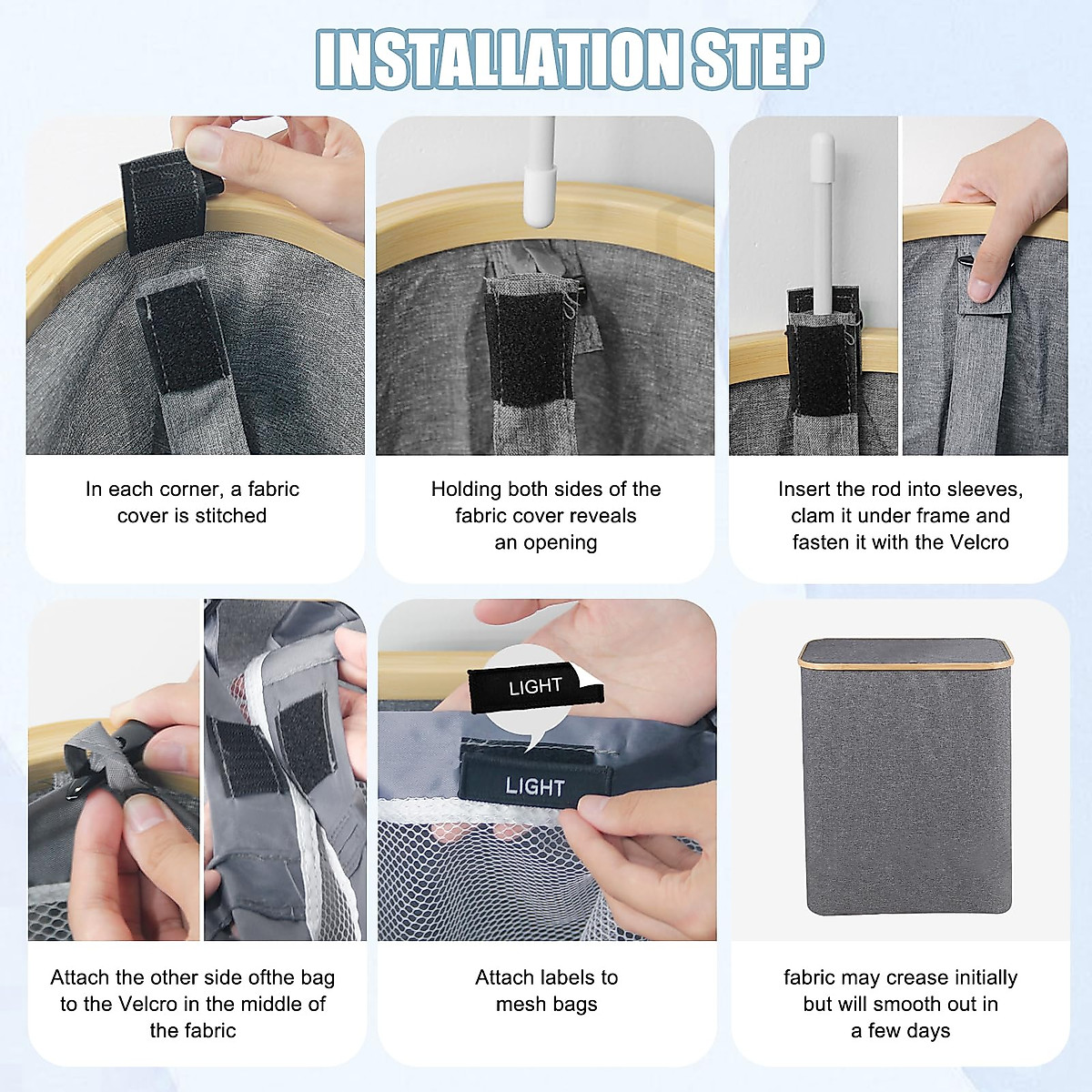 3 Section Laundry Hamper with Lid and Removable Bags, 160L Extra Large Foldable Laundry Basket Waterproof Dirty Clothes Basket Organizer for Closet Bathroom, Bedroom & Laundry Room (Grey)