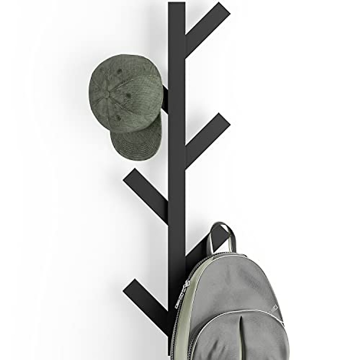 Ballucci Tree Coat Rack Wall Mounted, Wood Tree Branch Coat Hooks for Hats, Caps, Scarves, Umbrellas, Towels, Jewelry - Black